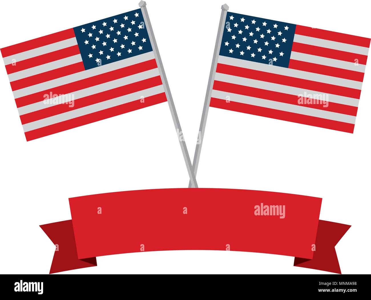 united states of america flags crossed with ribbon frame Stock Vector ...
