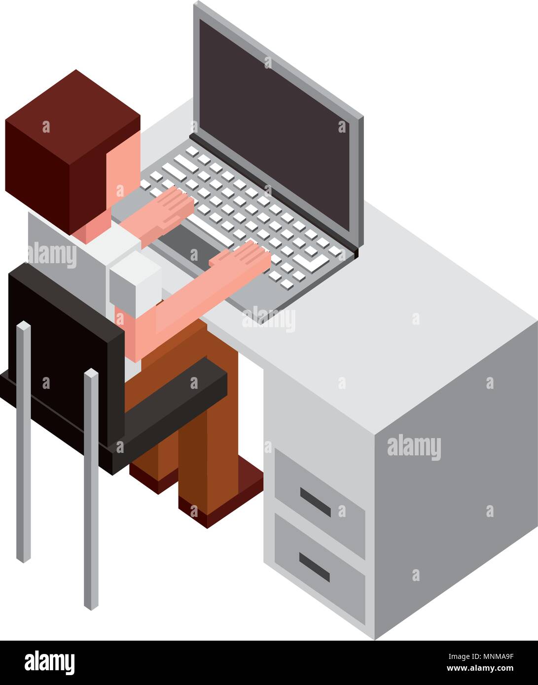 Man using computer in home office Stock Vector Images - Alamy