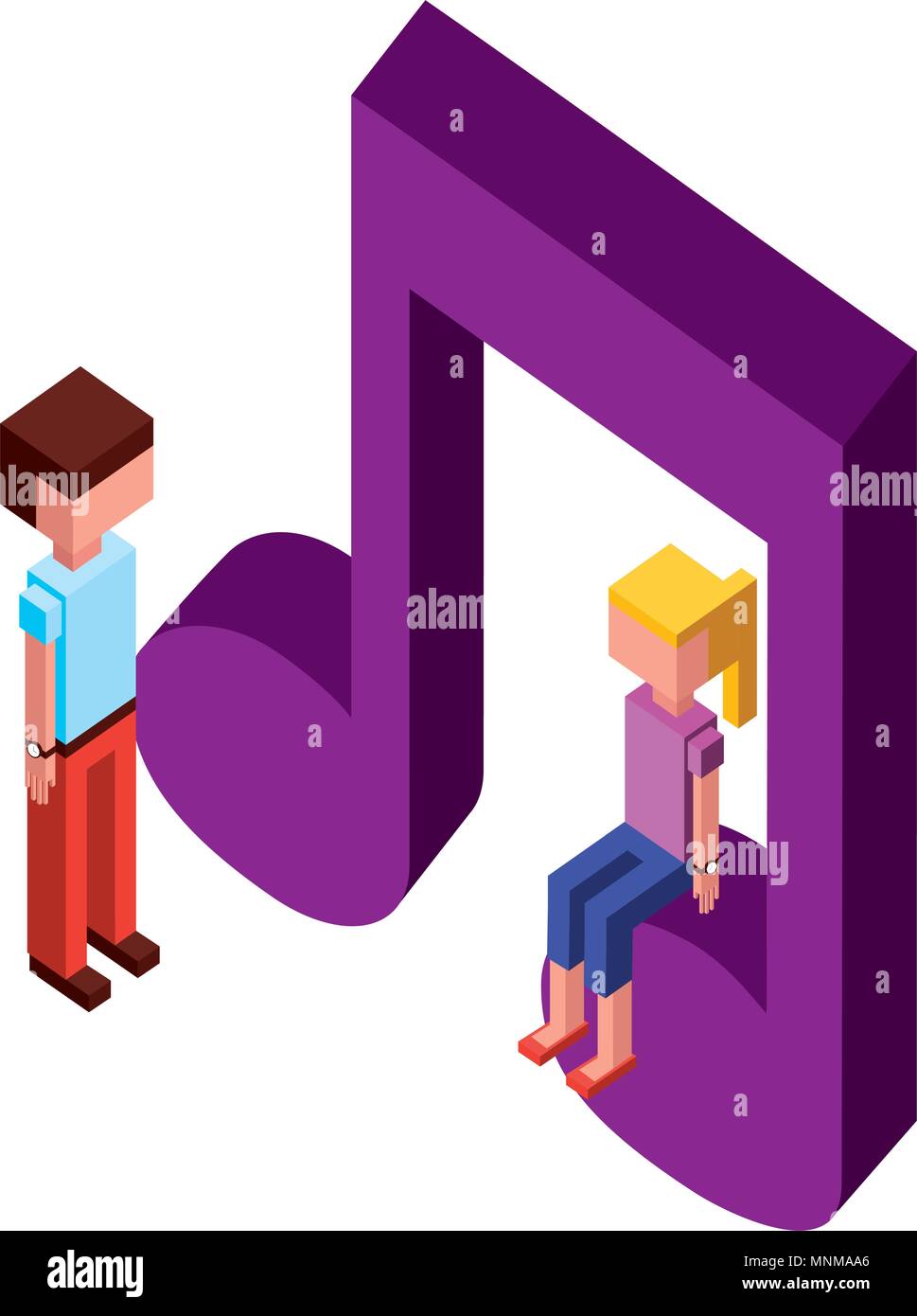 music note with children isometric icon Stock Vector Image & Art - Alamy