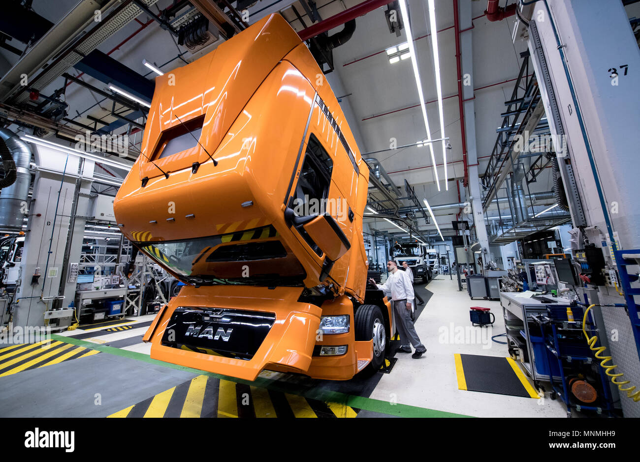 16 May 2018, Germany, Munich: A truck of MAN Truck & Bus during the ...