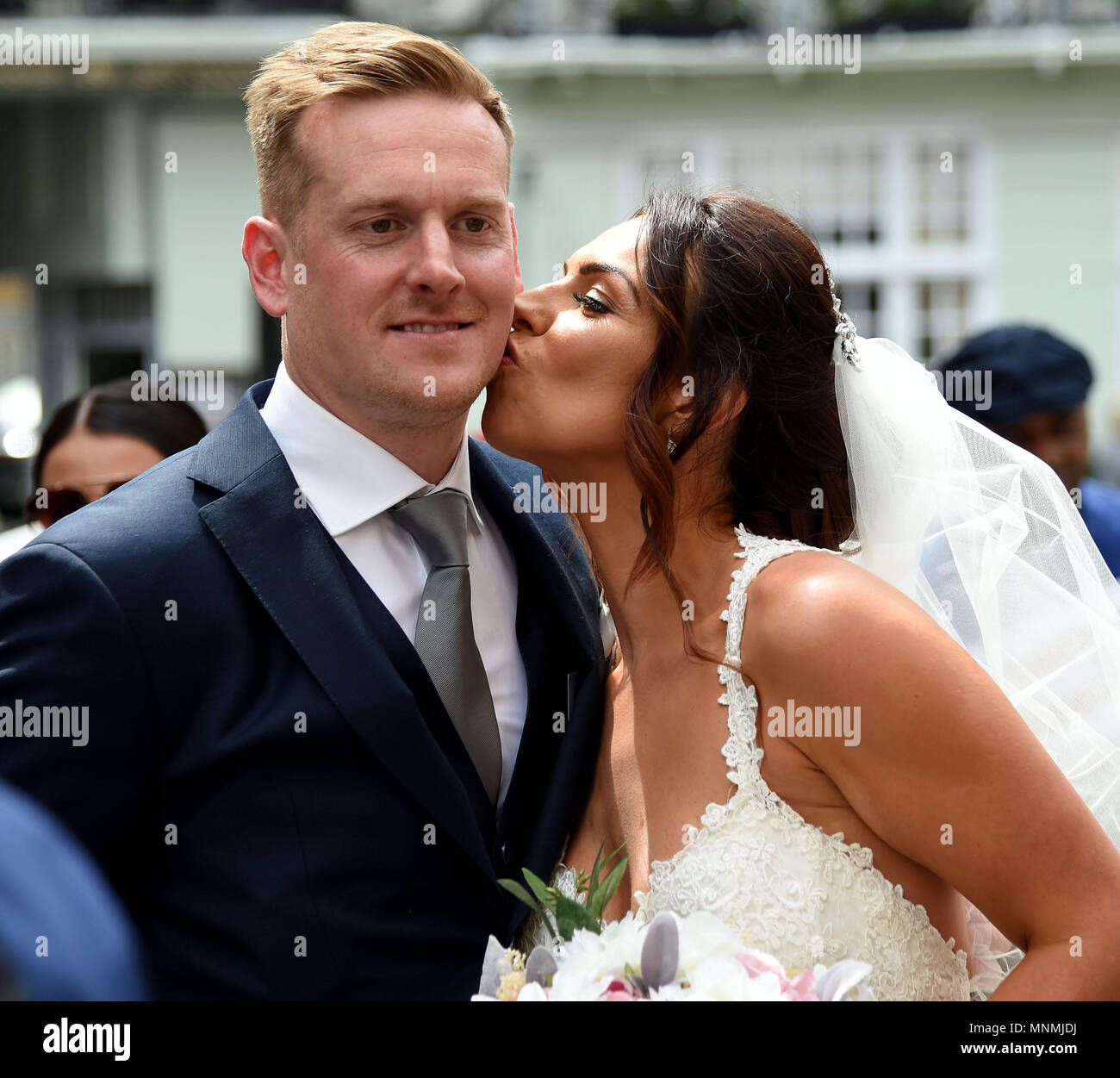 Enjoying the media attention are newly weds Aron and Vicky Hallam who ...