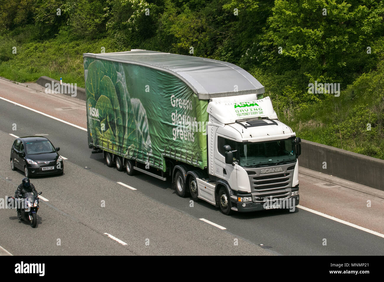 ASDA Heavy goods & commercial traffic on the M6 southbound, UK Stock ...