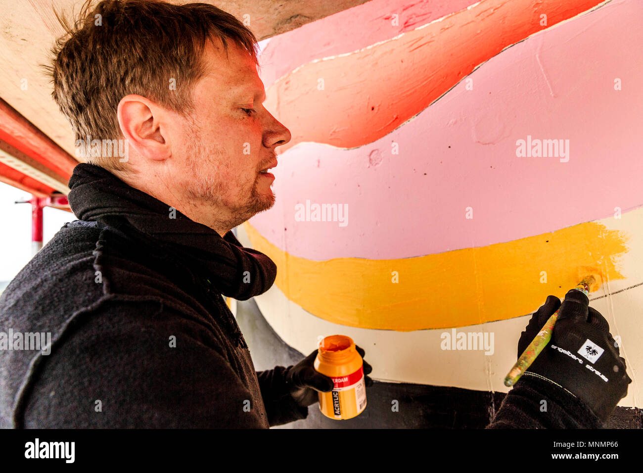 18 May 2018, Germany, Nobitz: Artist Michael Fischer-Art standing on ...