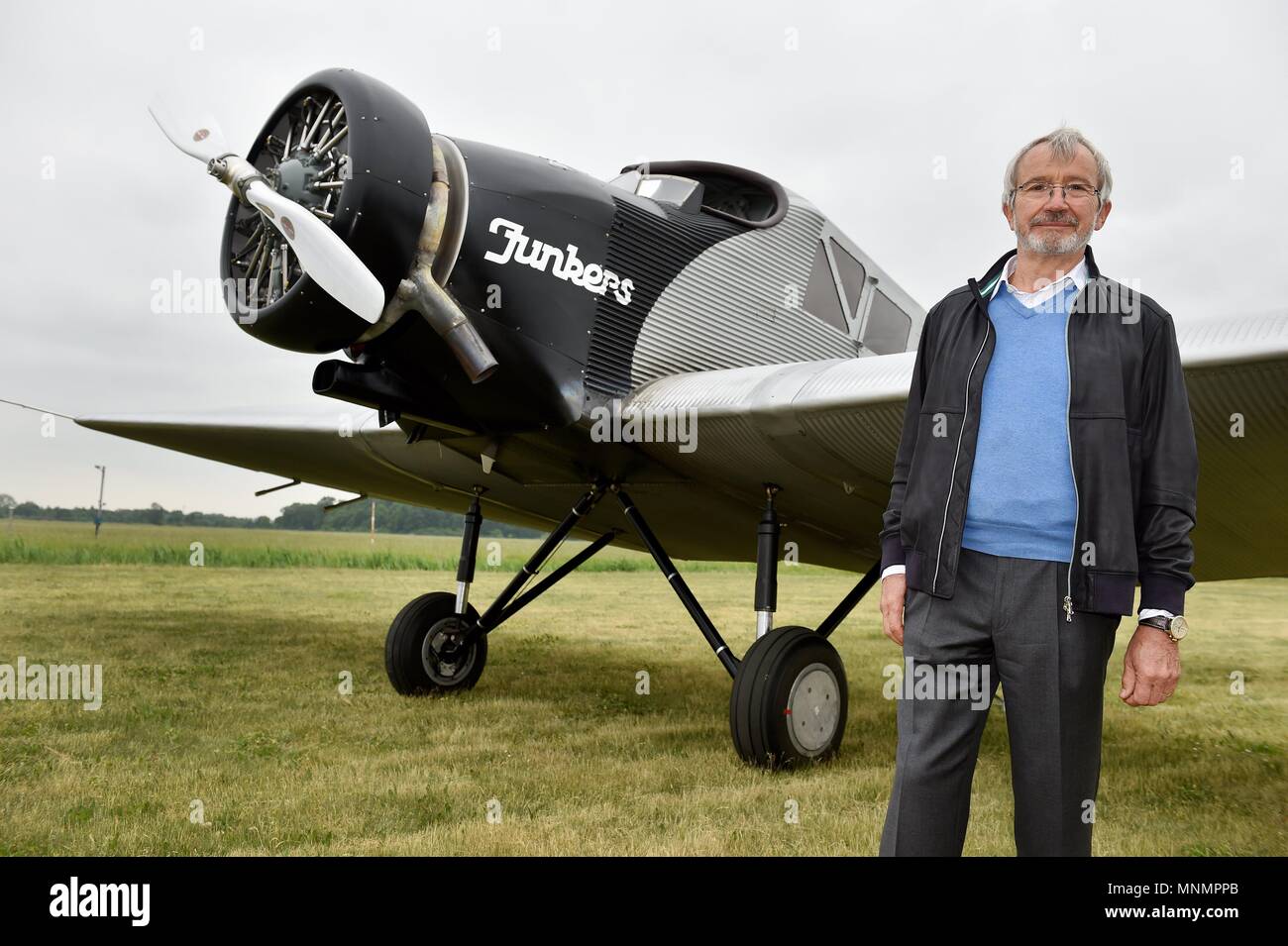 18 May 2018, Germany, Dessau-Rosslau: Bernd Junkers, grandson of Prof ...