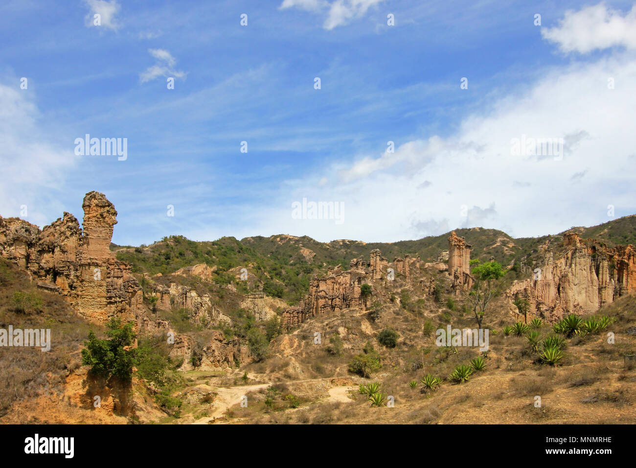 Large brownstone pedestals and columns in Los Estoraques Unique Natural ...