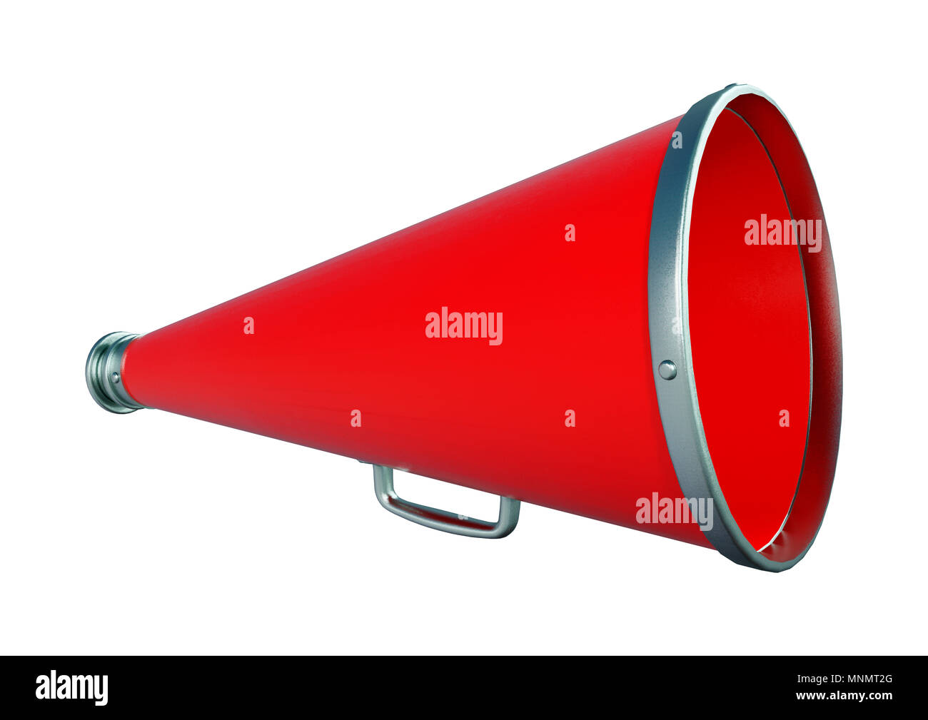 3D rendering of a red vintage megaphone isolated on white background ...