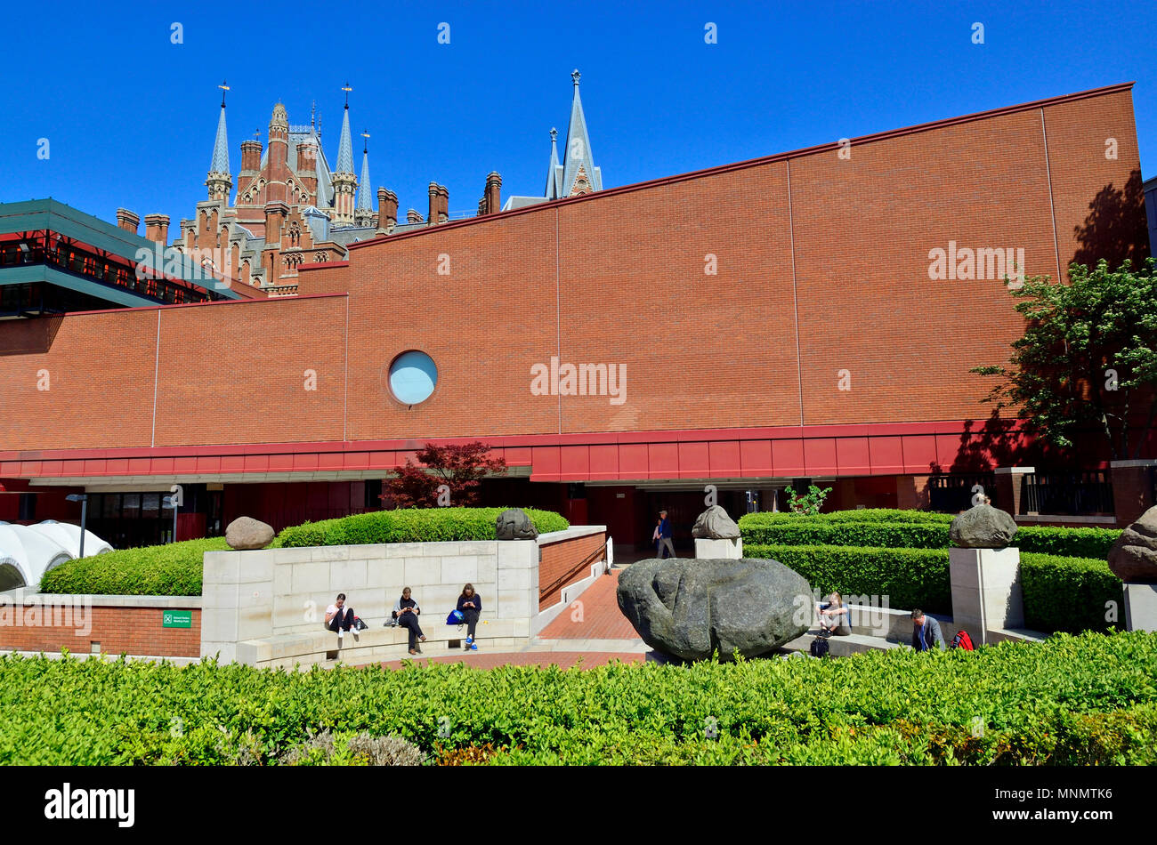 British Library piazza , Euston Road, London, England, UK. St Pancras ...