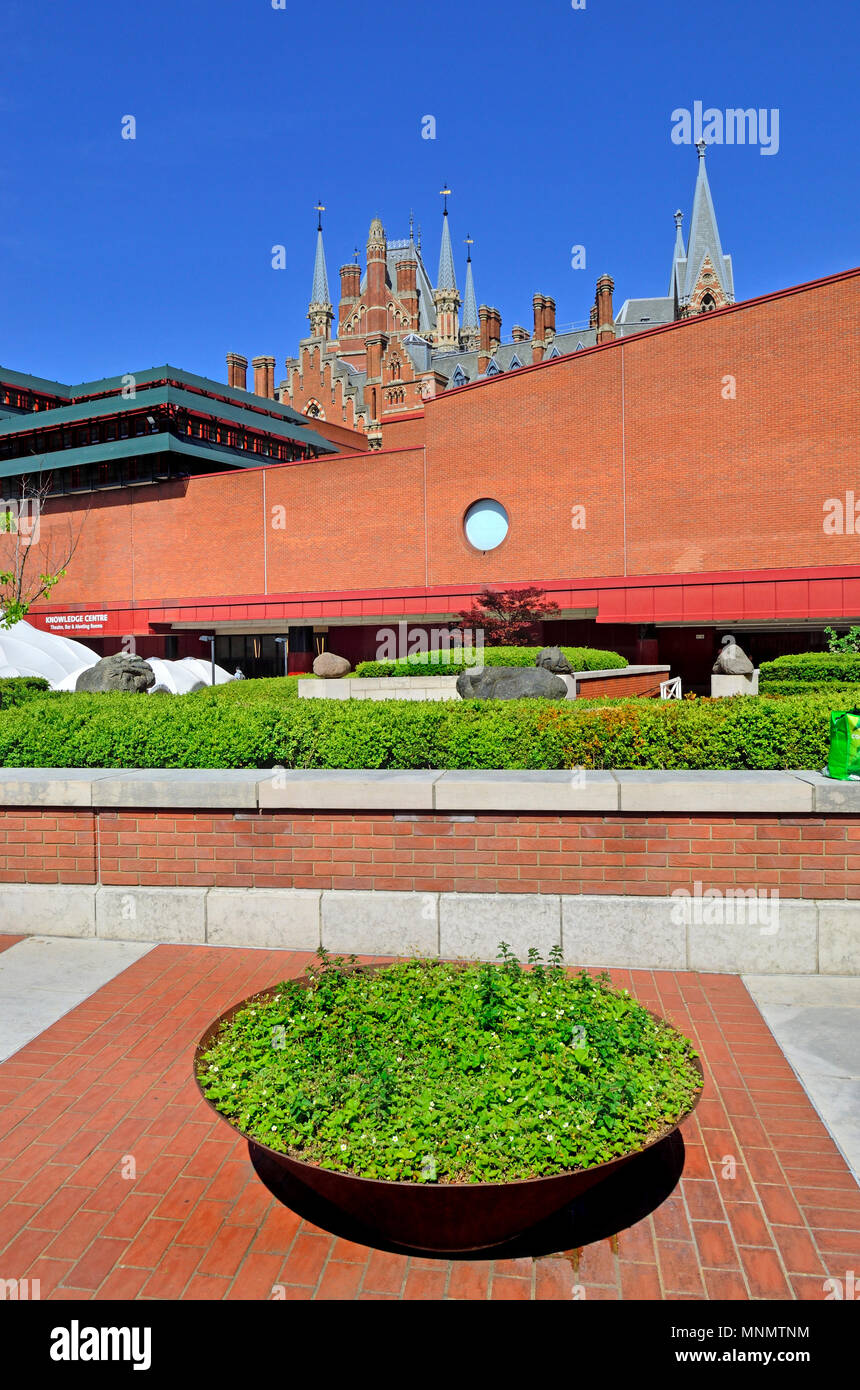 British Library piazza , Euston Road, London, England, UK. St Pancras ...