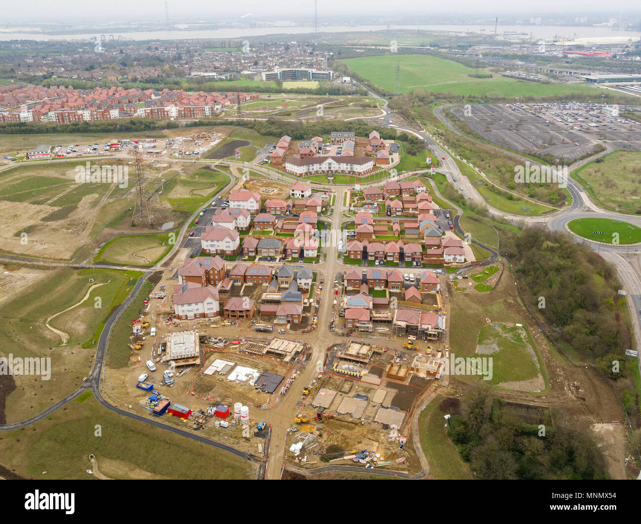 Aerial views of Redrow Homes site- Ebbsfleet Green located in Ebbsfleet ...