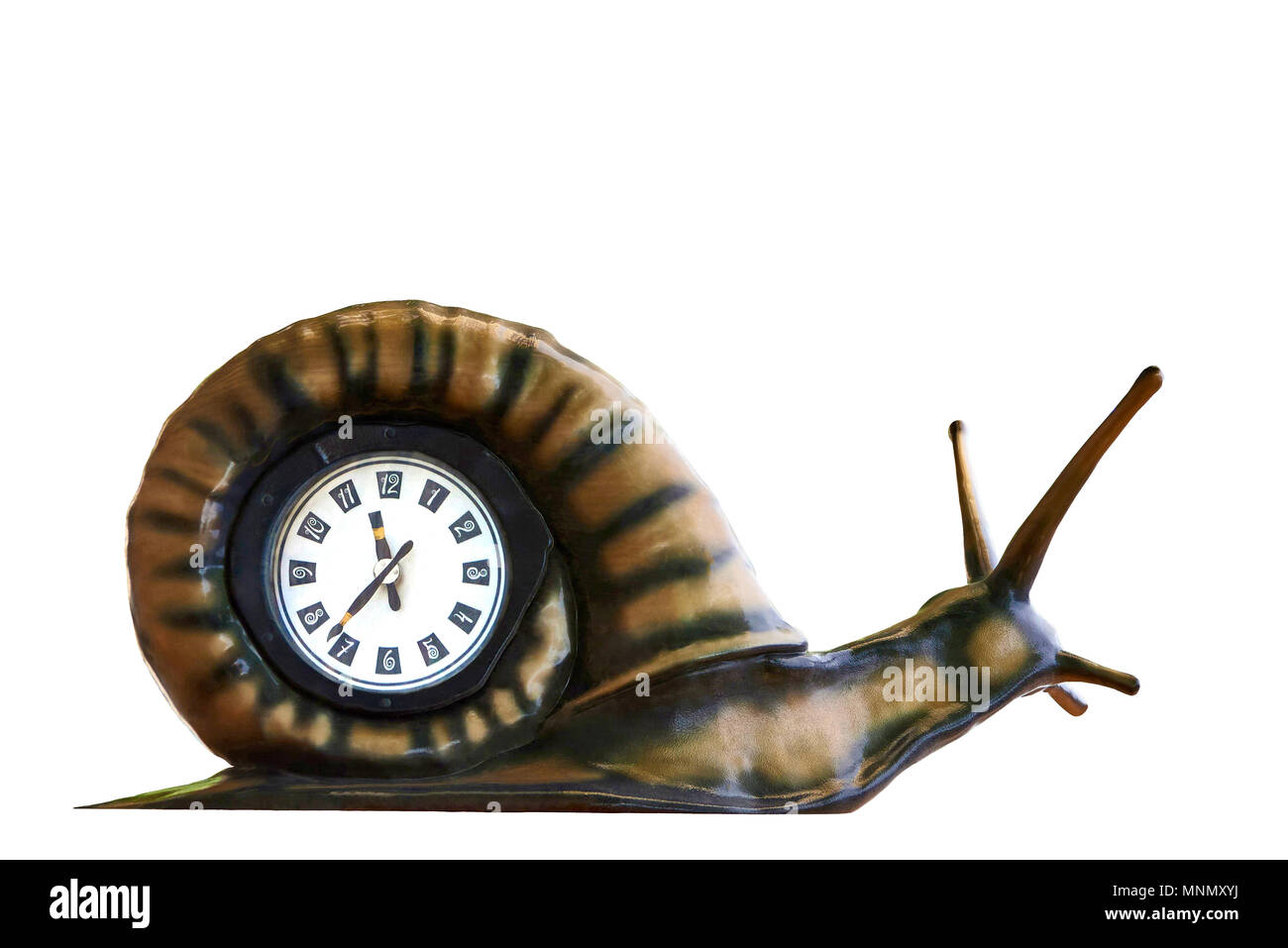 A clock in the form of a snail isolated on white background Stock Photo ...