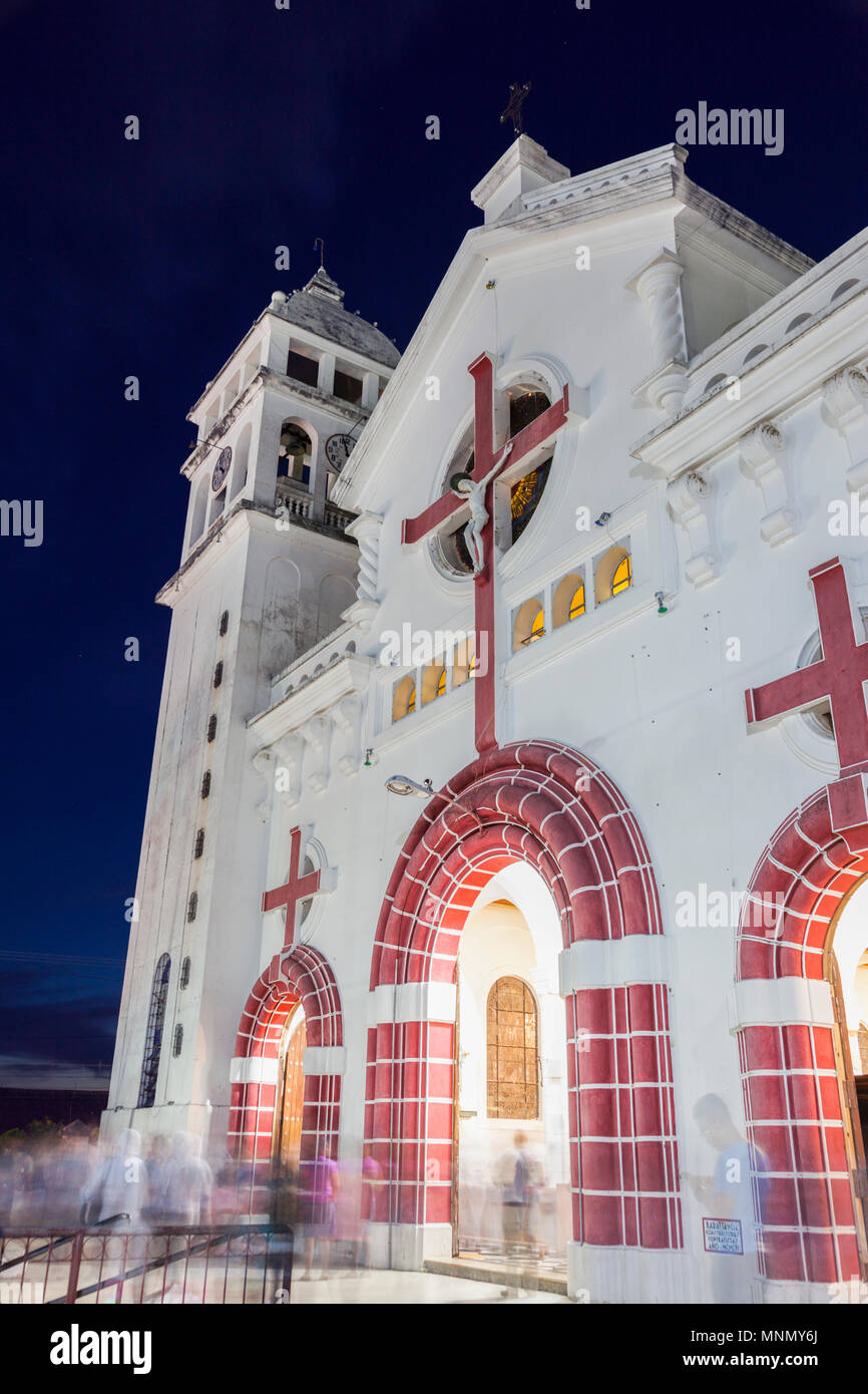 El Salvador, Sonsonate, Juayua, Black Christ of Juayua Church at night ...