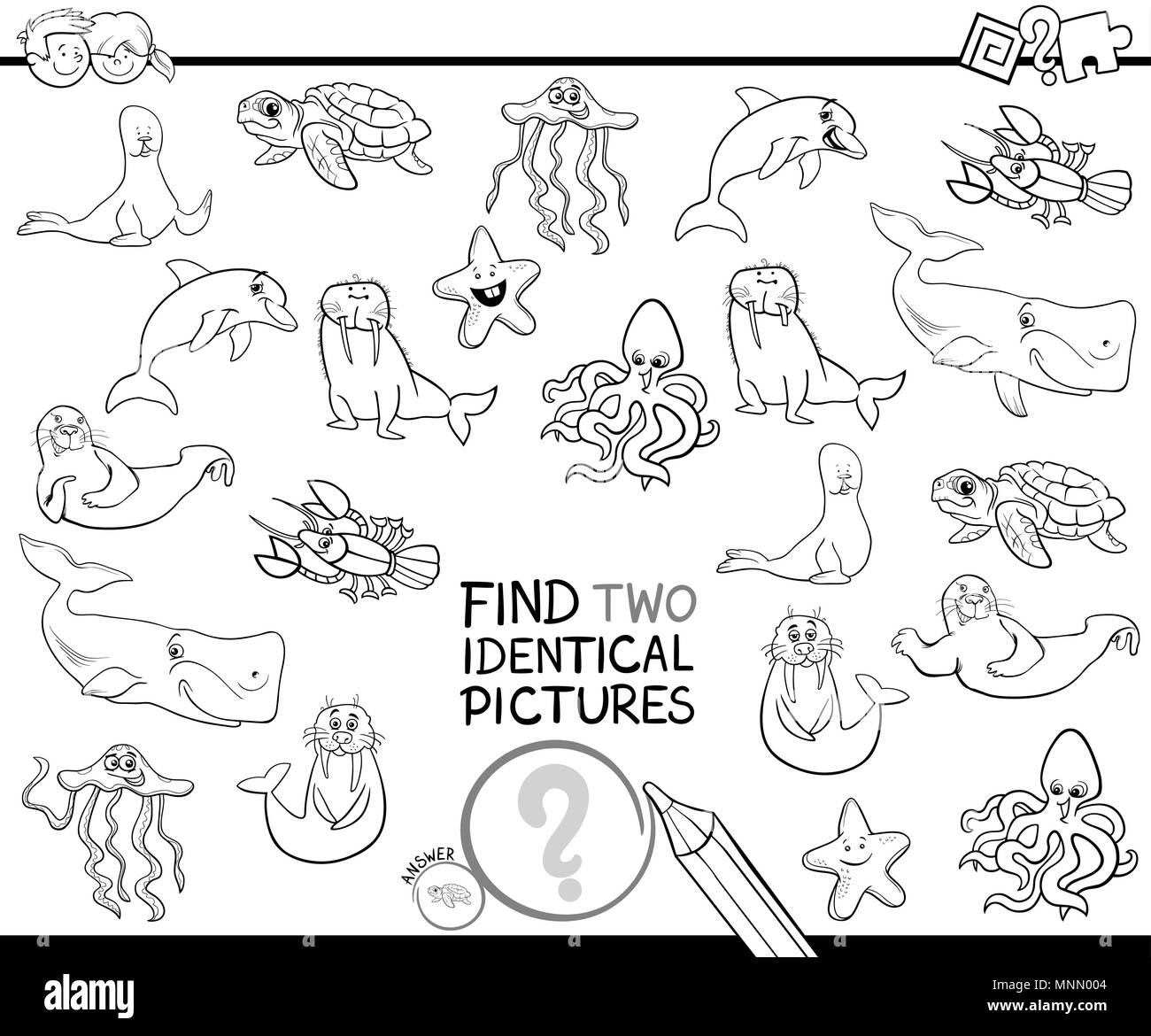 Coloring book sea animals picture Stock Vector Images - Alamy