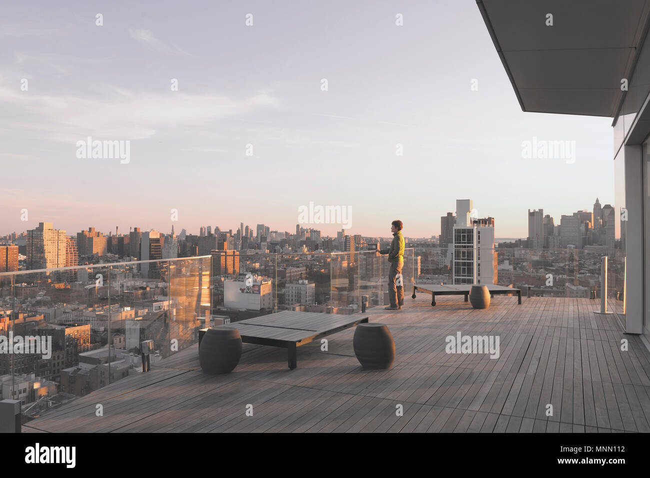 Rooftop Terrace, view from The Cooper Square Hotel, Cooper Square, East ...