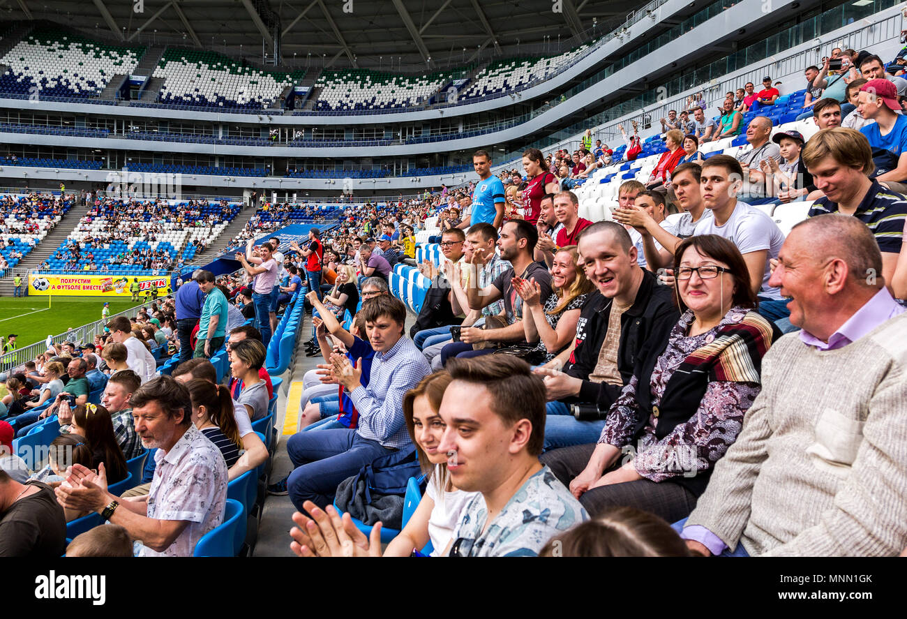 Samara, Russia - May 16, 2018: Spectators at the stadium Samara Arena ...