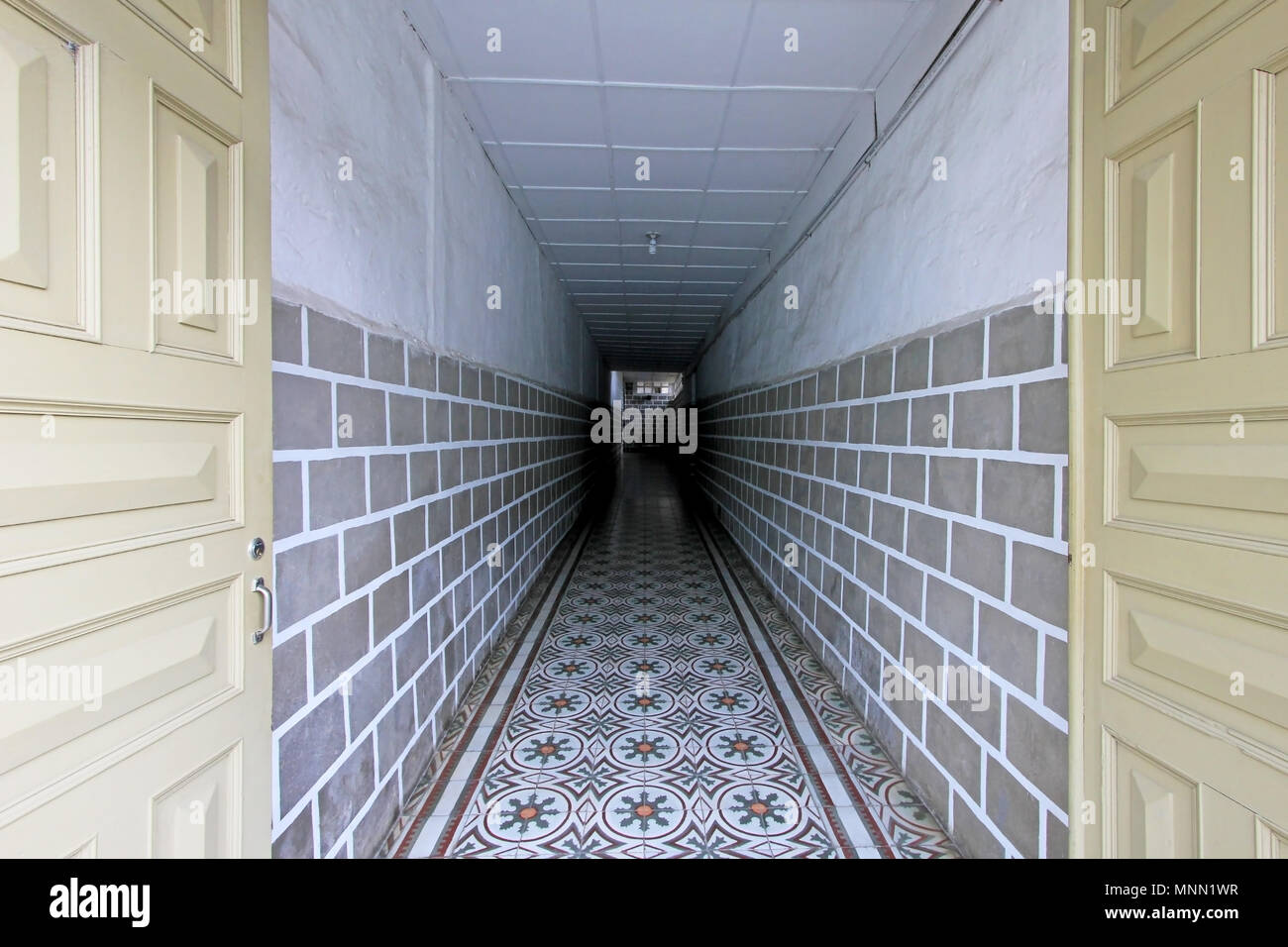 Beautiful hallway, special angle view, in an old traditional building ...