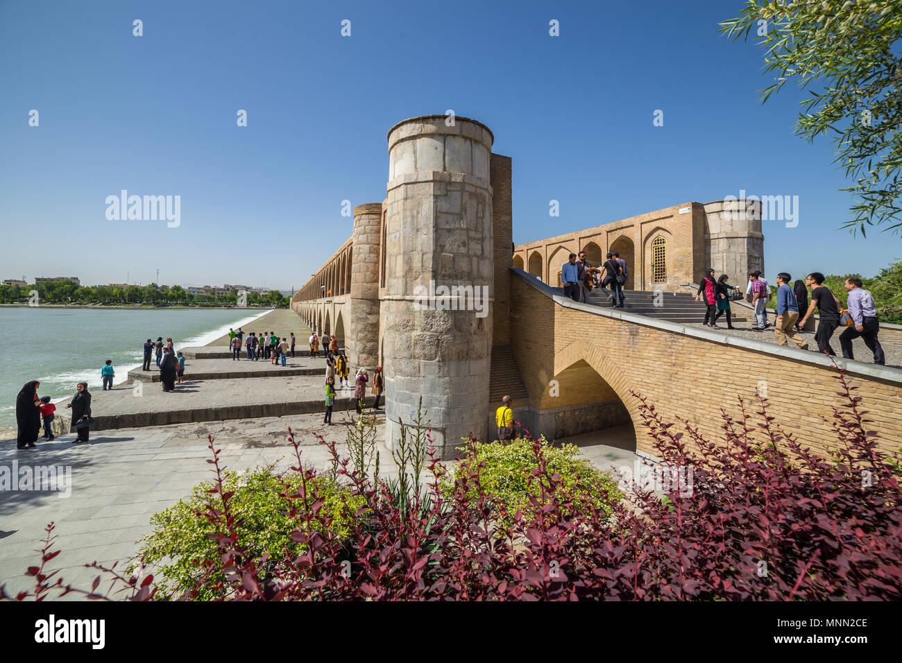 ISFAHAN, IRAN - APRIL 28, 2015: unidentified people resting in the ...
