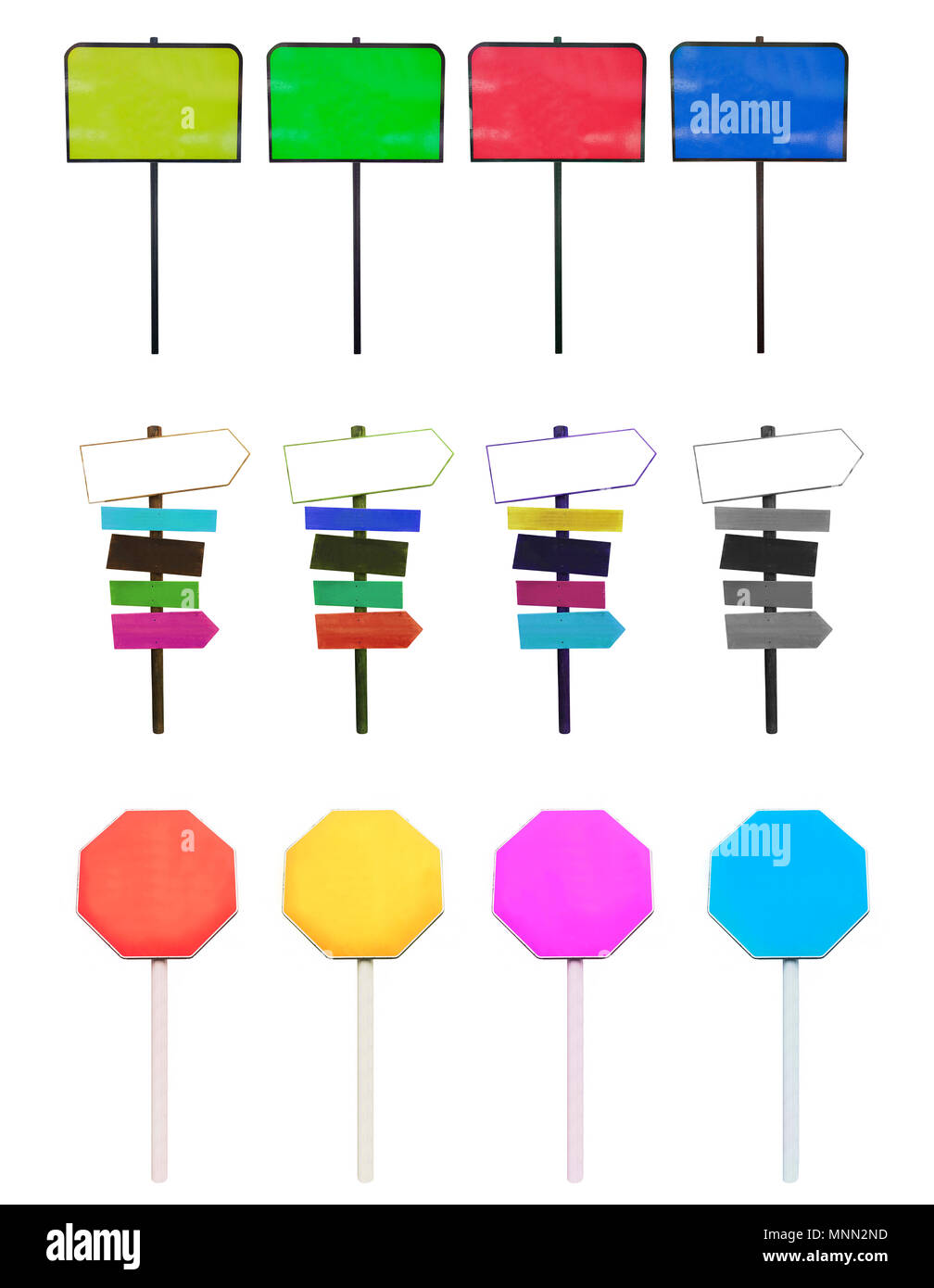 color empty sign or post isolated on white background Stock Photo - Alamy