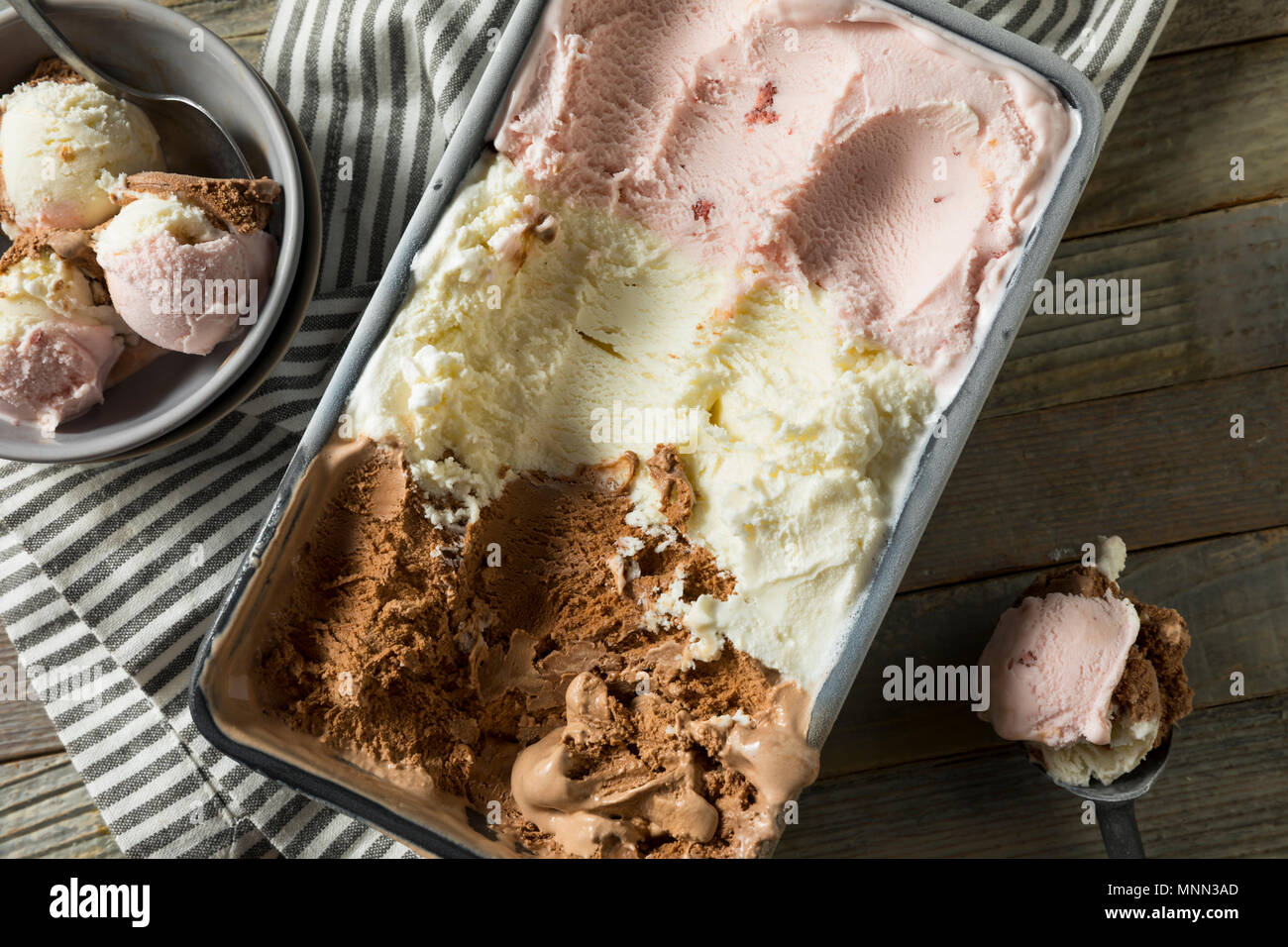 Homemade Neopolitan Ice Cream with Vanilla Chocolate and Strawberry ...