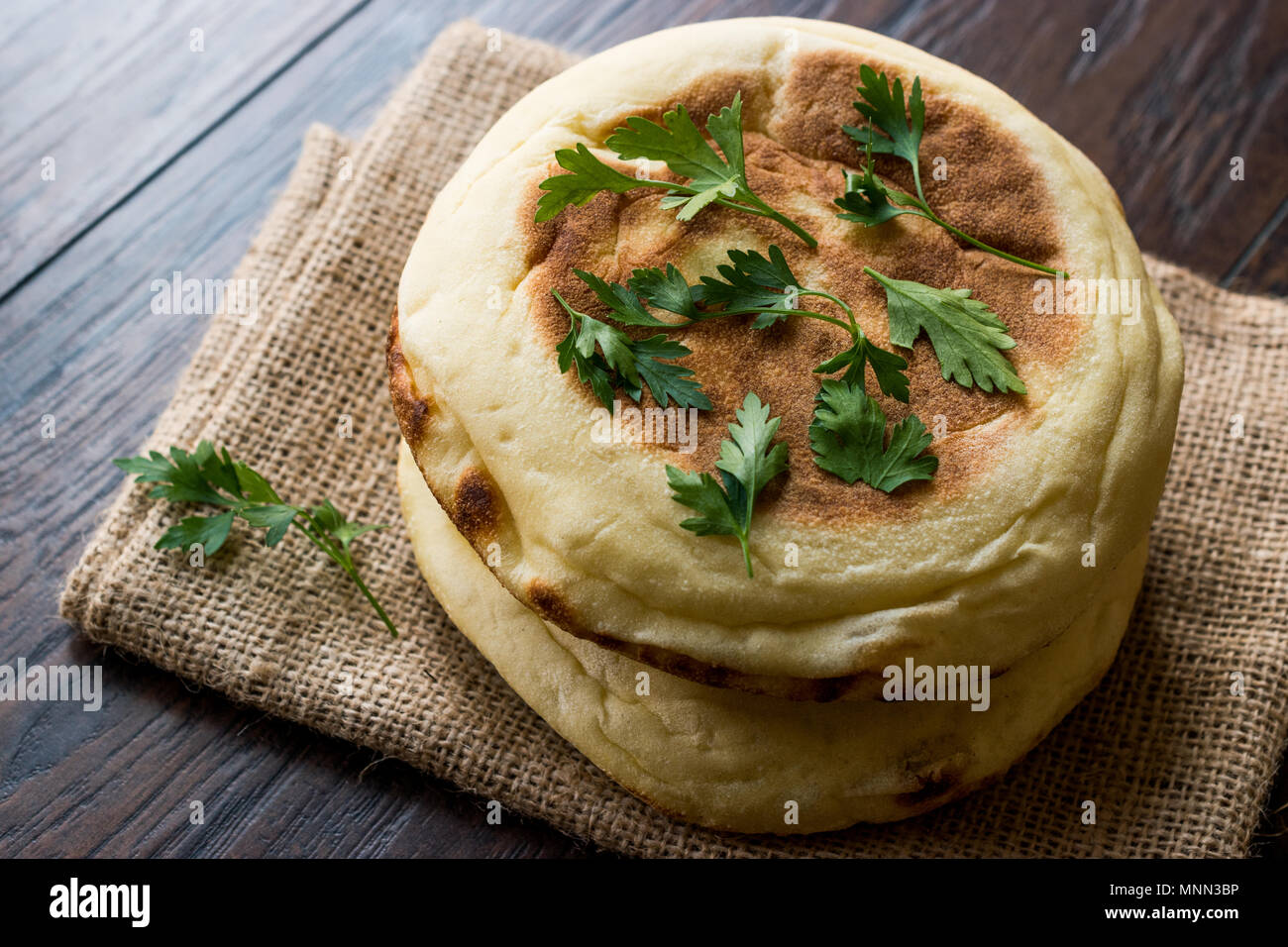 Homemade Indian Naan Flatbread with Whole Wheat. Traditional Bakery ...