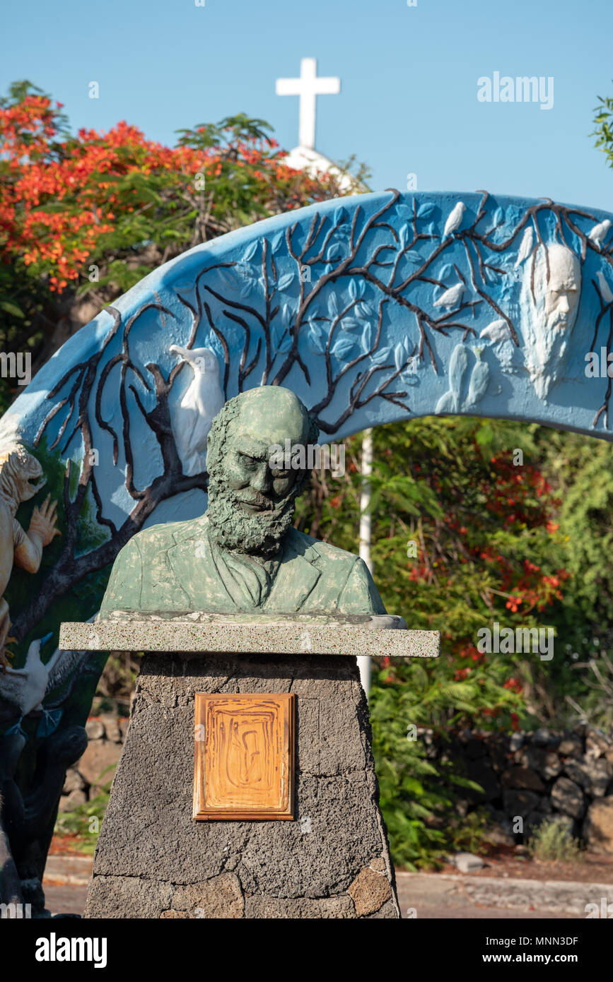 Sculpture of Charles Darwin at the entrance to the Charles Darwin ...