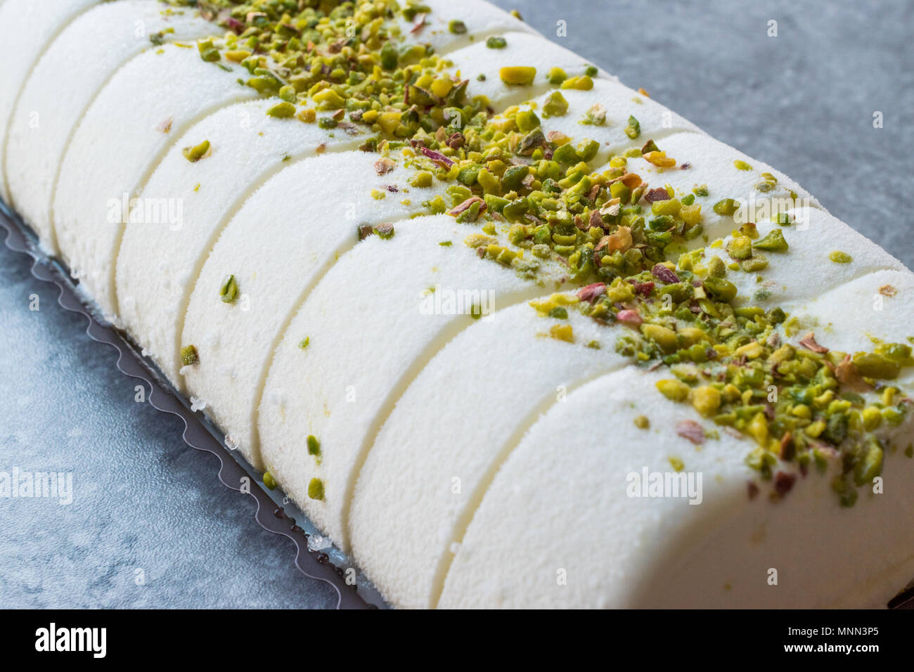 Turkish Maras Vanilla Ice Cream with Pistachio Powder. Traditional ...