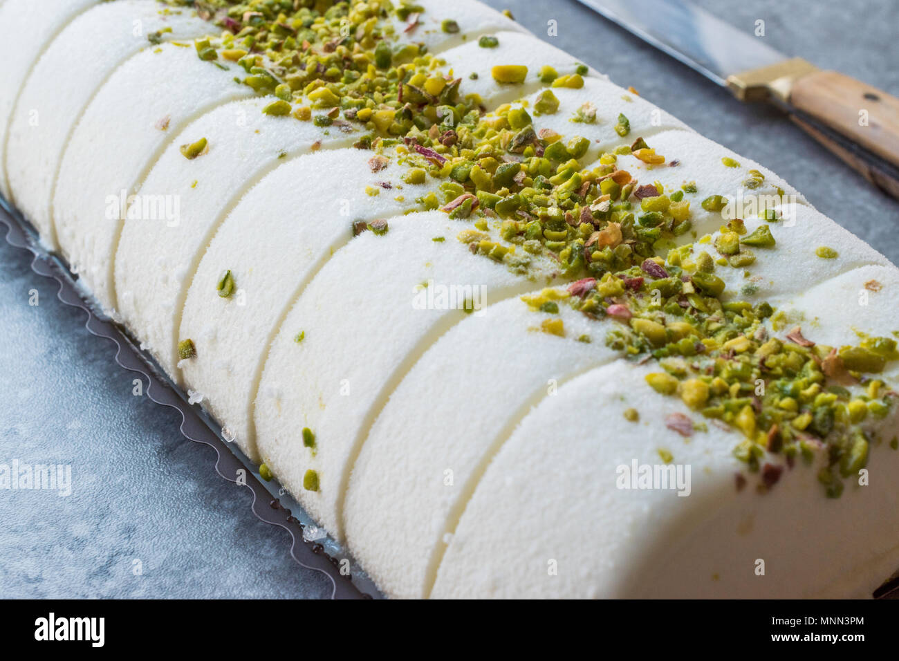 Turkish Maras Vanilla Ice Cream with Pistachio Powder. Traditional ...