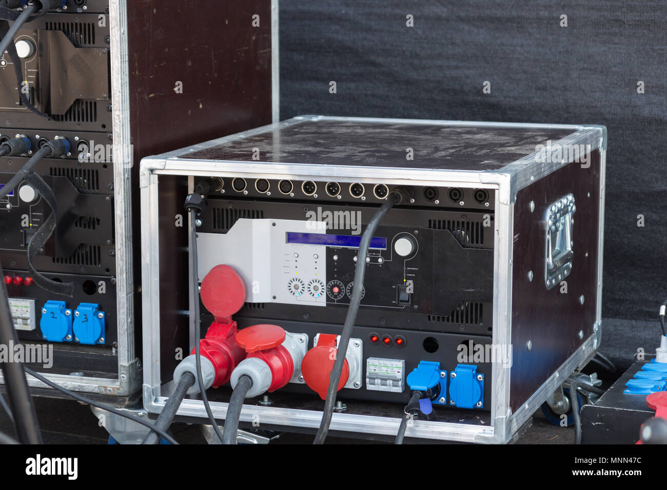 big professional stage amplifier in work on live concert Stock Photo ...