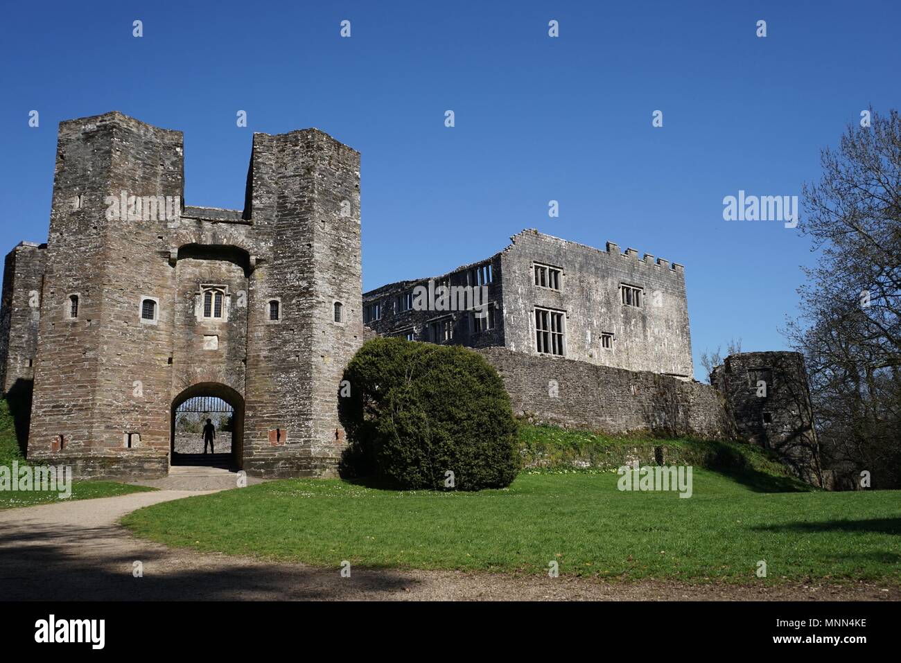 Berry Pomeroy, an allegedly haunted English castle, on a sunny spring ...