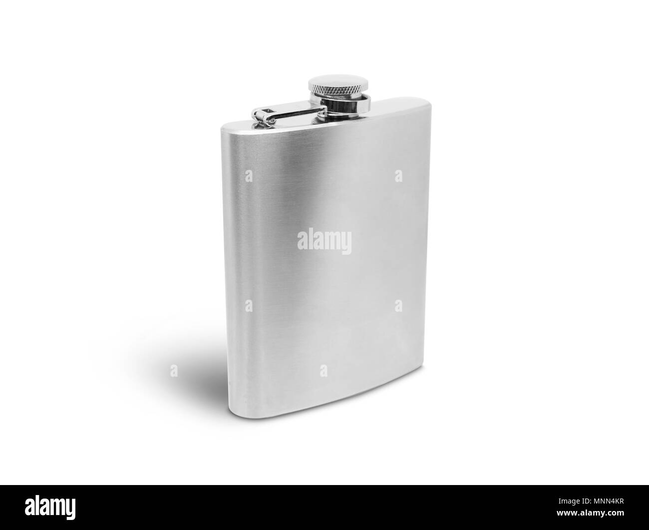 Stainless hip flask isolated on white background Stock Photo - Alamy