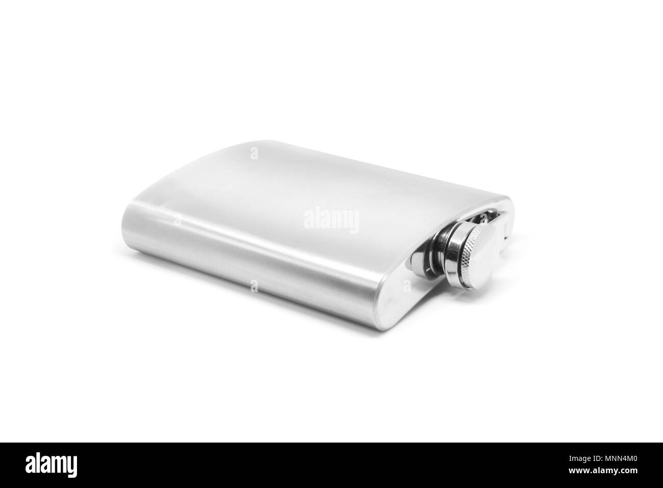Stainless hip flask isolated on white background Stock Photo - Alamy