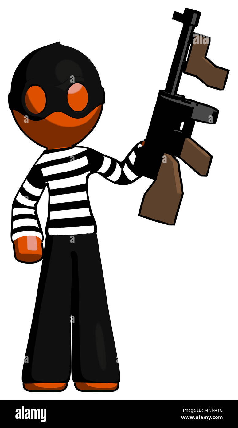 Orange thief man holding tommygun like a gangster Stock Photo - Alamy