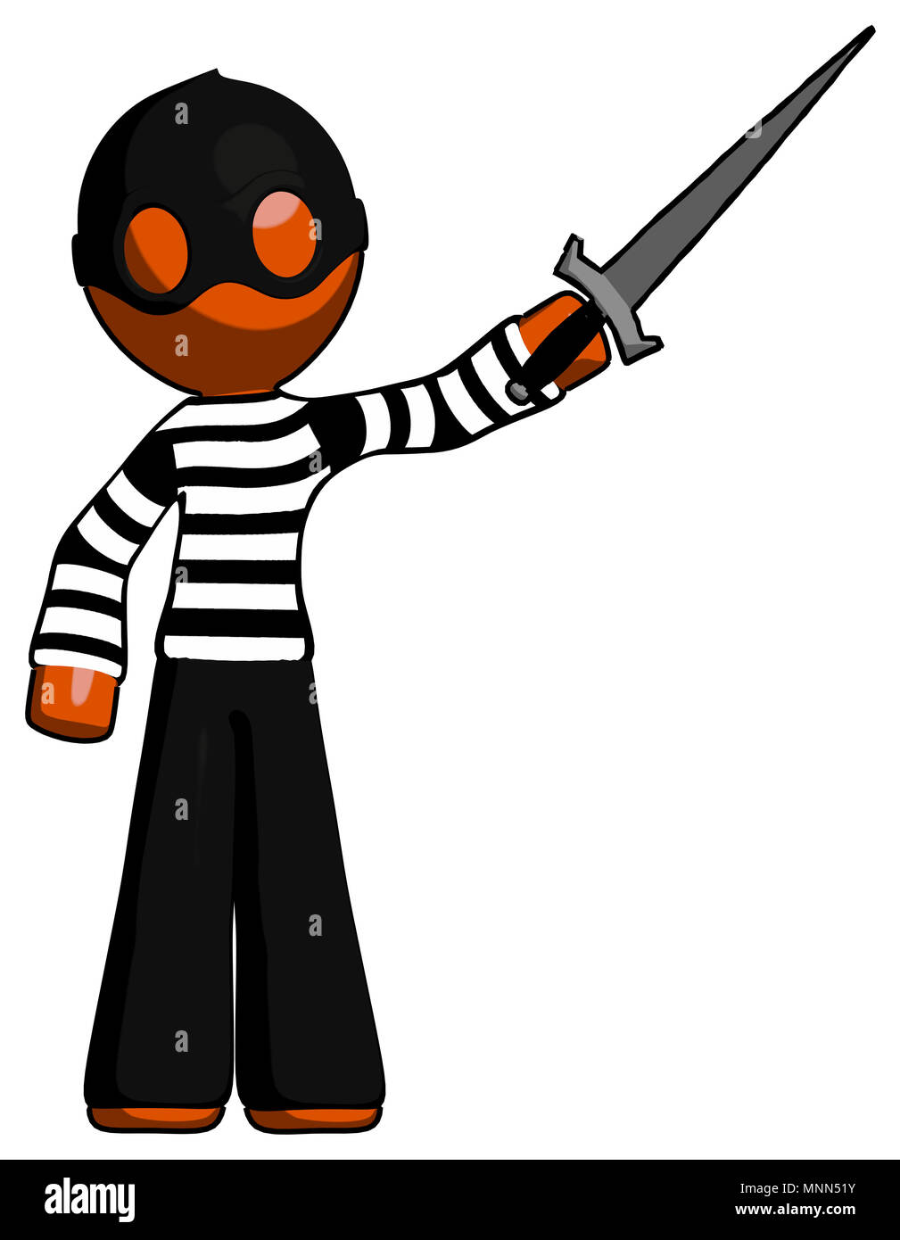 Orange thief man holding sword in the air victoriously Stock Photo - Alamy