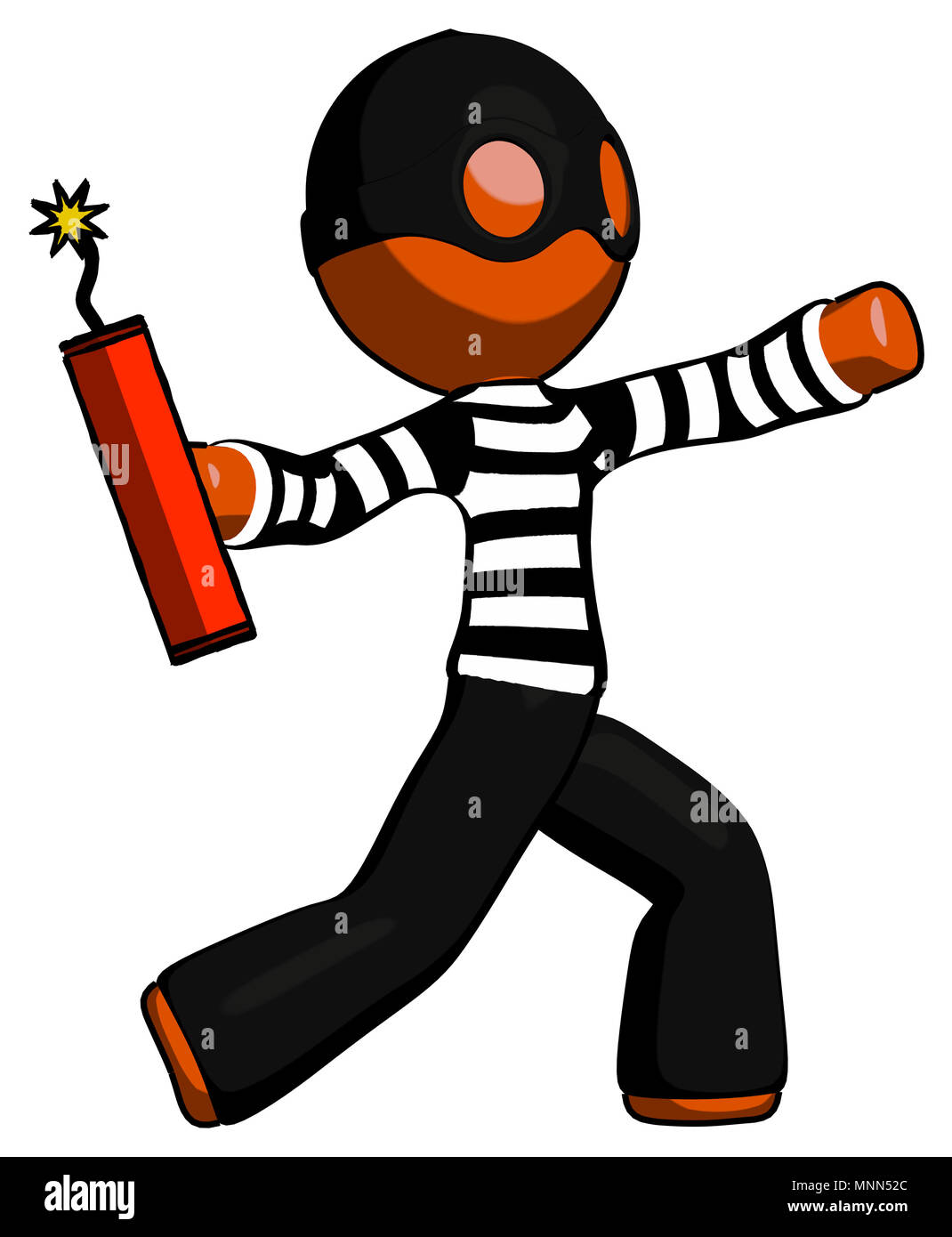 Orange thief man throwing dynamite Stock Photo - Alamy