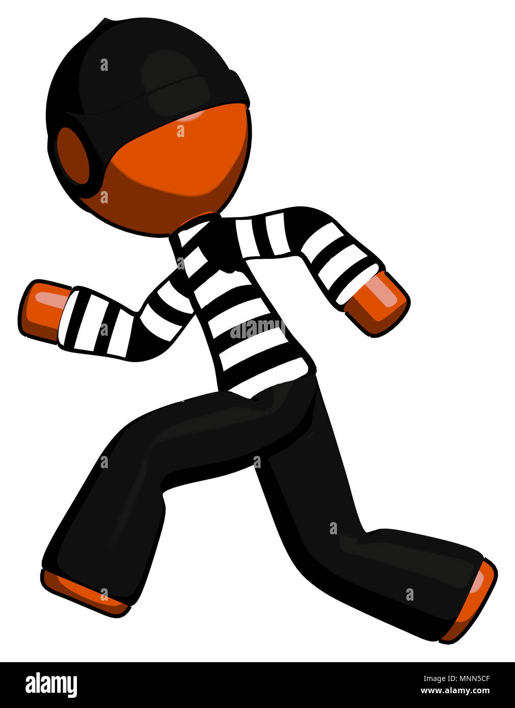 Orange thief man running fast left Stock Photo - Alamy