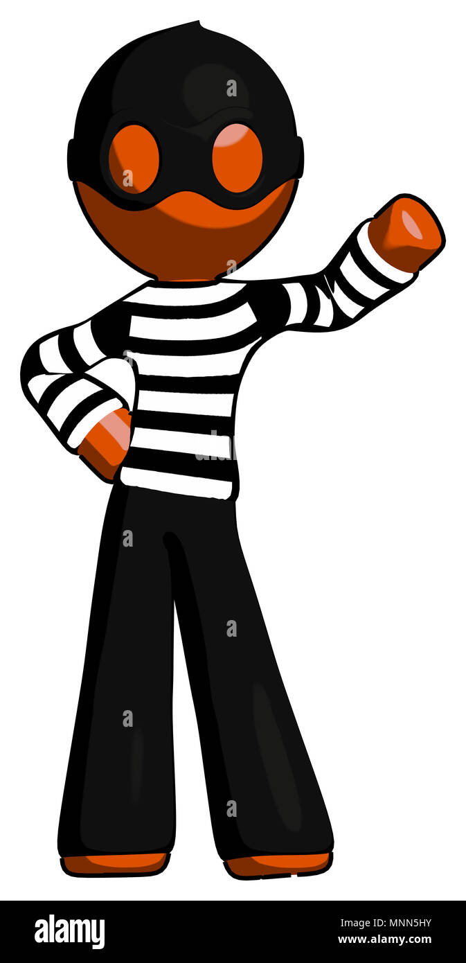 Orange thief man waving left arm with hand on hip Stock Photo - Alamy