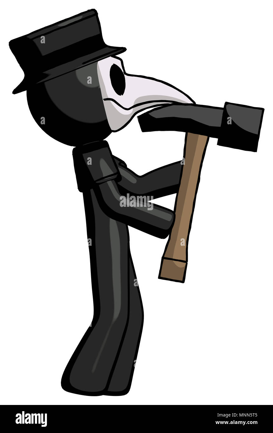 Black plague doctor man hammering something on the right Stock Photo ...
