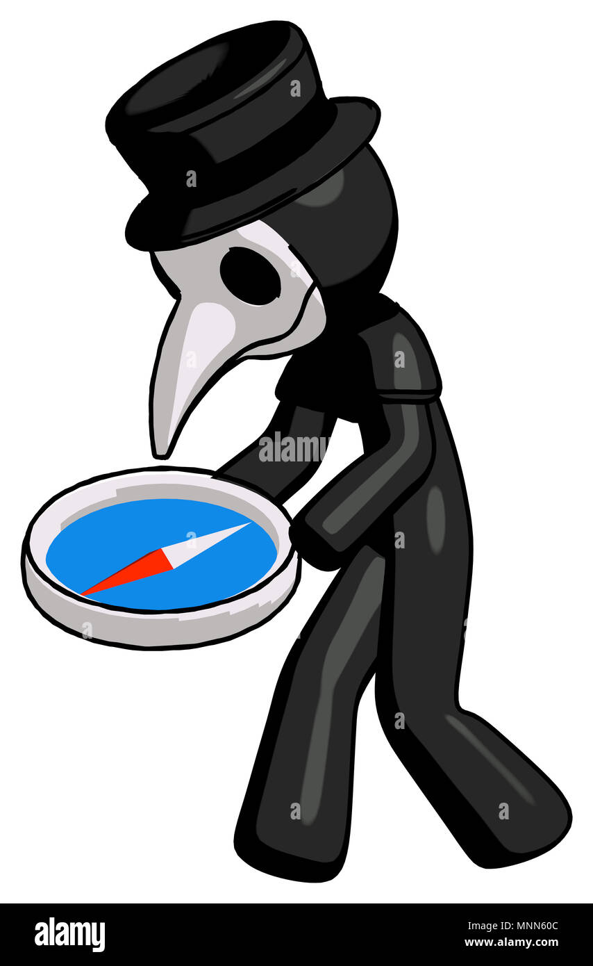 Black plague doctor man walking with large compass Stock Photo - Alamy