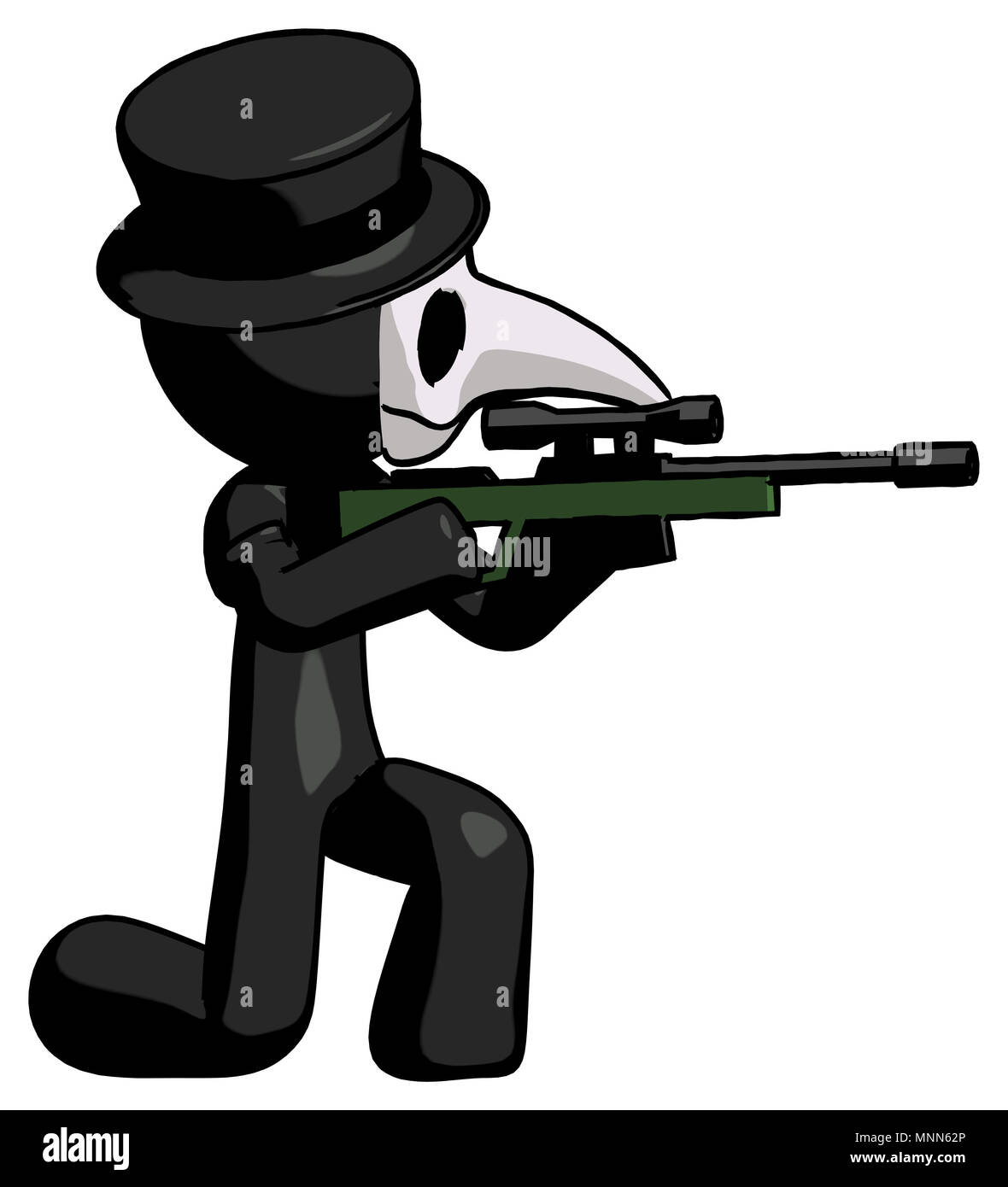 Black plague doctor man kneeling shooting sniper rifle Stock Photo - Alamy