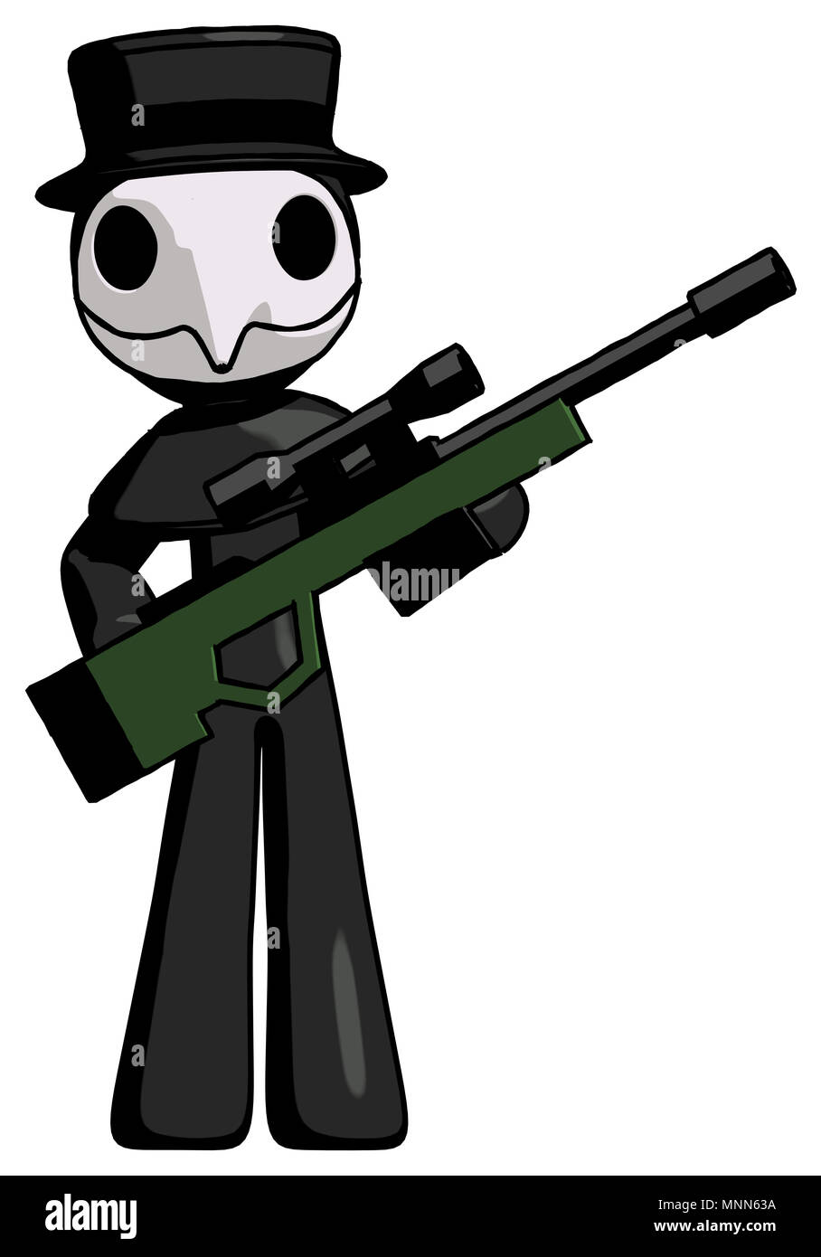 Black plague doctor man holding sniper rifle gun Stock Photo - Alamy