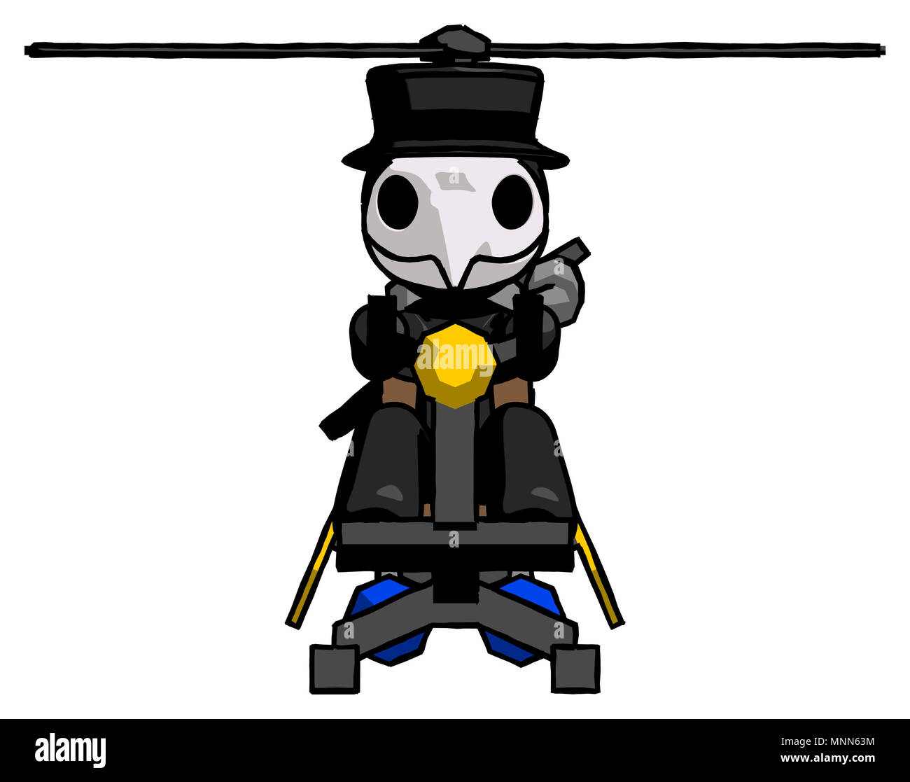 Black plague doctor man flying in gyrocopter front view Stock Photo - Alamy