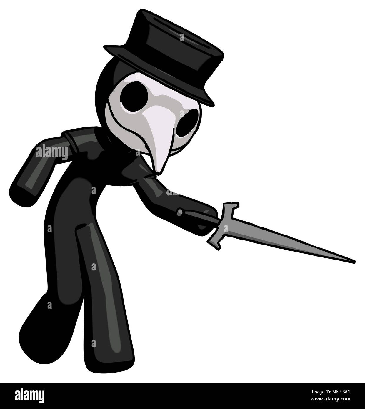 Black plague doctor man sword pose stabbing or jabbing Stock Photo - Alamy