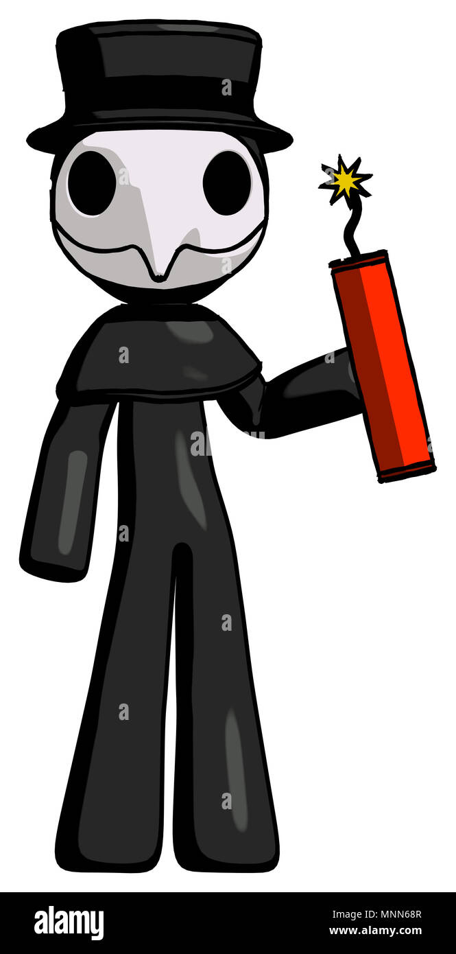 Black plague doctor man holding dynamite with fuse lit Stock Photo - Alamy