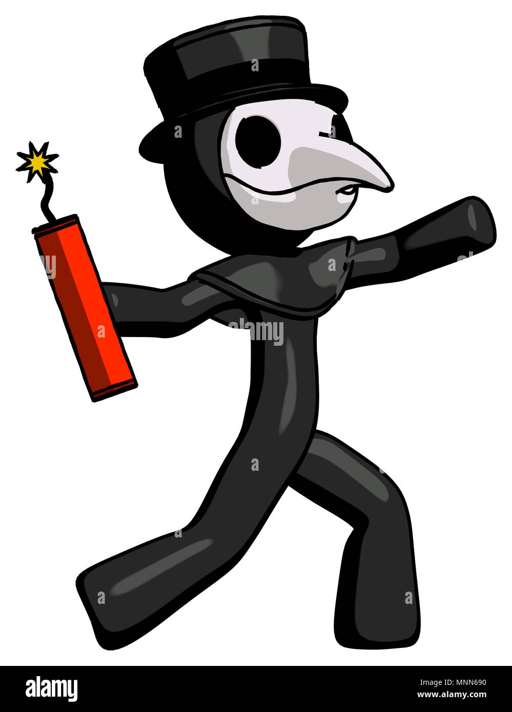 Black plague doctor man throwing dynamite Stock Photo - Alamy