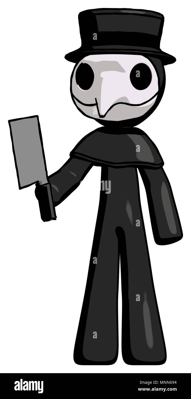 Black plague doctor man holding meat cleaver Stock Photo - Alamy