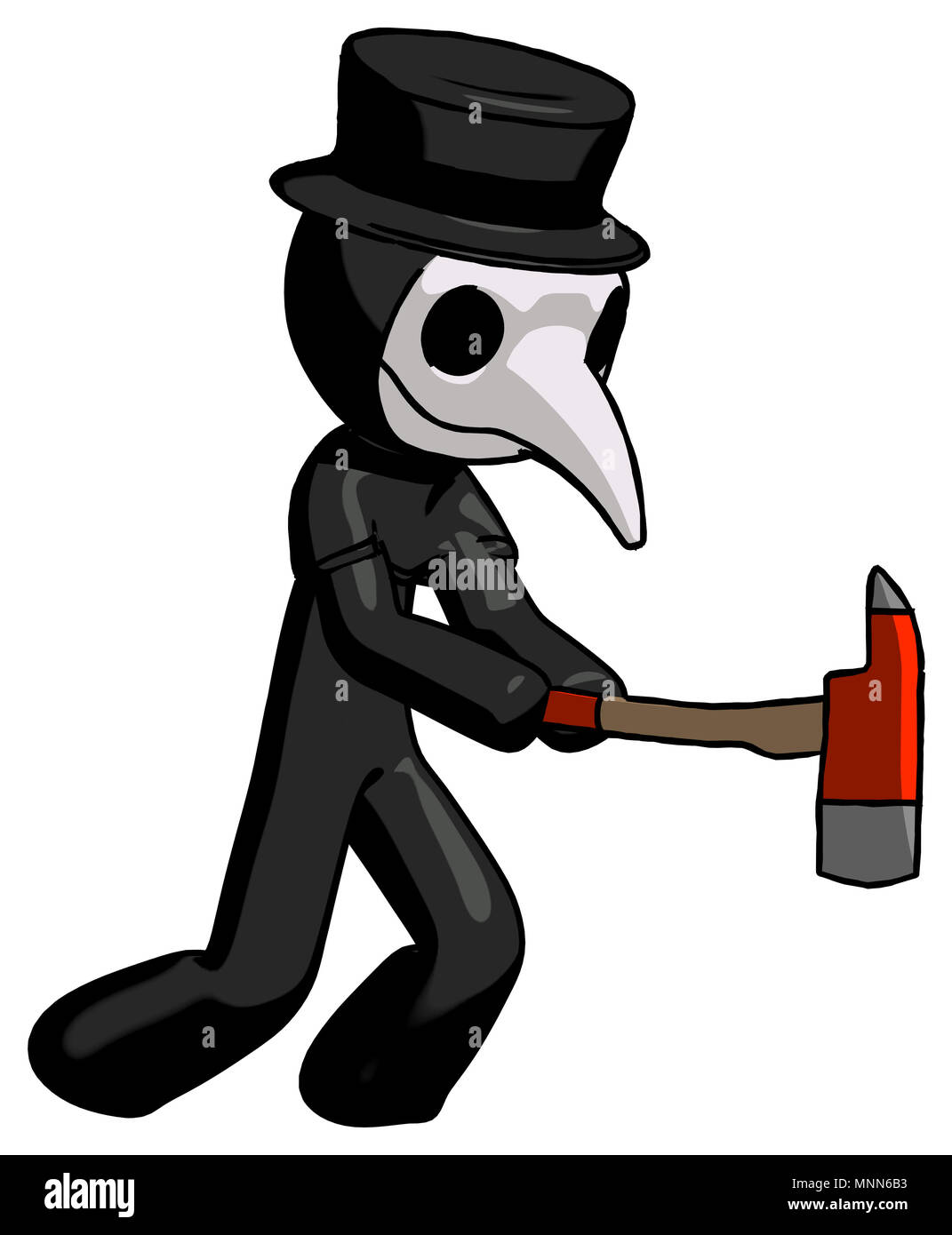 Black plague doctor man with ax hitting, striking, or chopping Stock ...