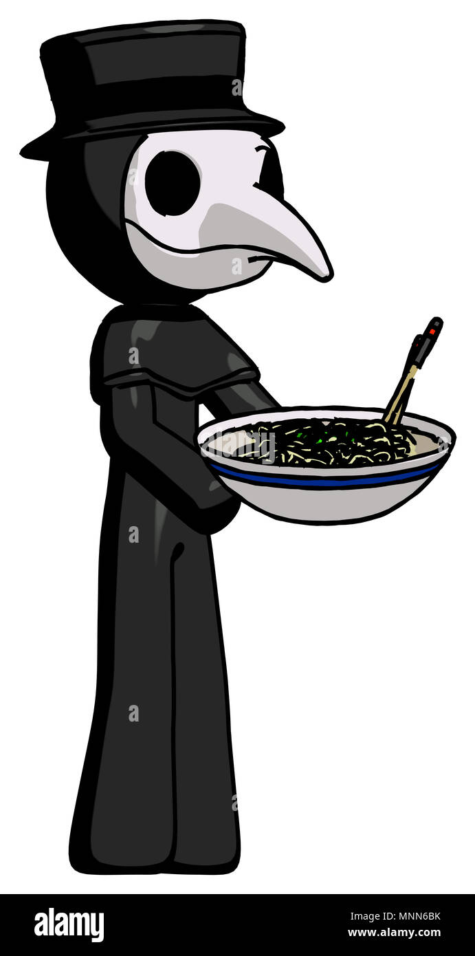Black plague doctor man holding noodles offering to viewer Stock Photo ...