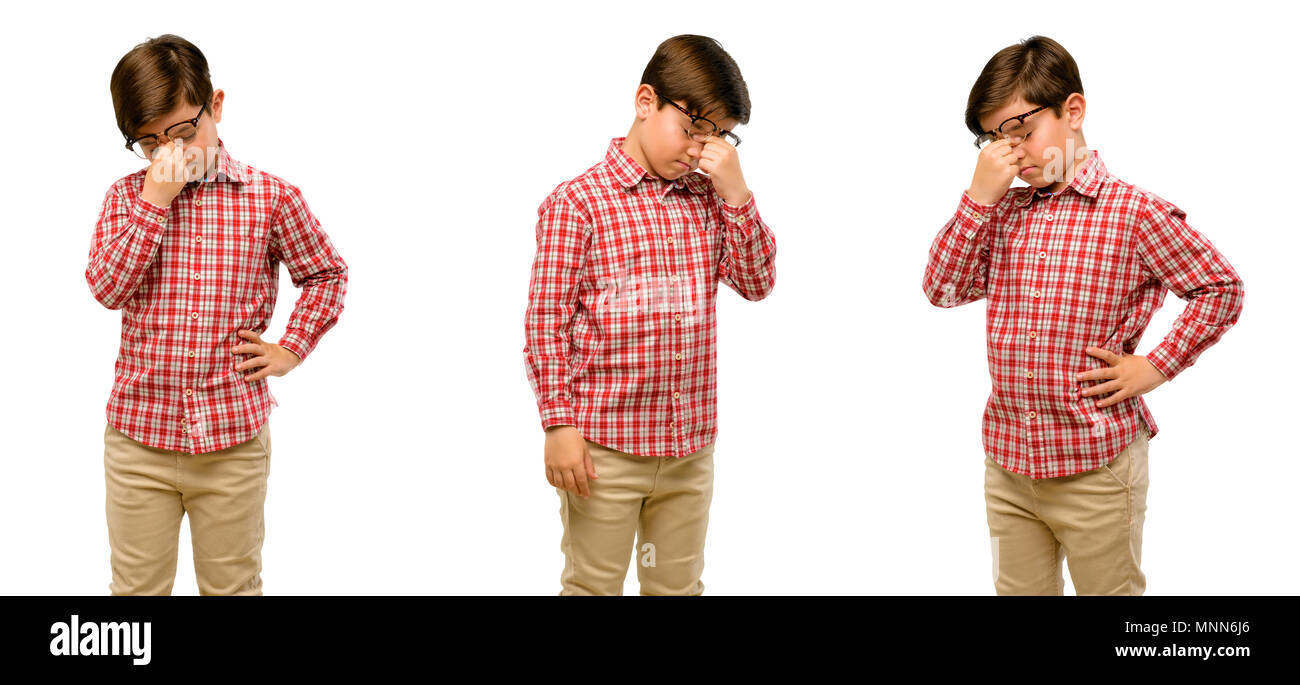 Handsome toddler child with green eyes with sleepy expression, being ...