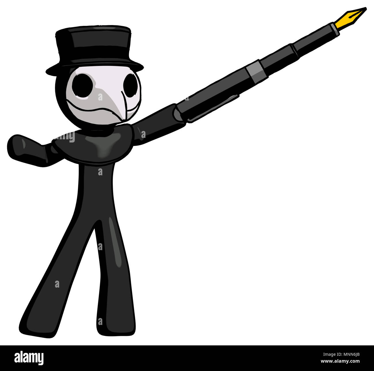 Black plague doctor man pen is mightier than the sword calligraphy pose ...