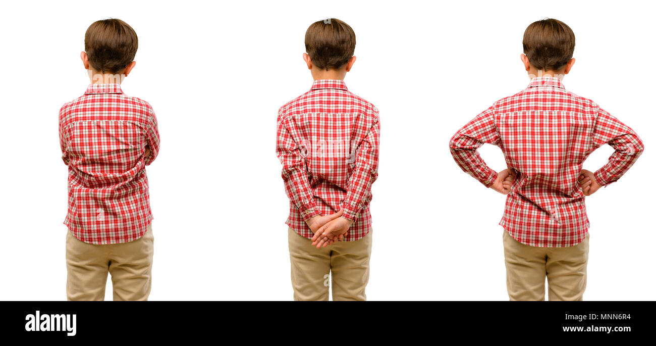 Handsome toddler child with green eyes backside, rear view Stock Photo ...