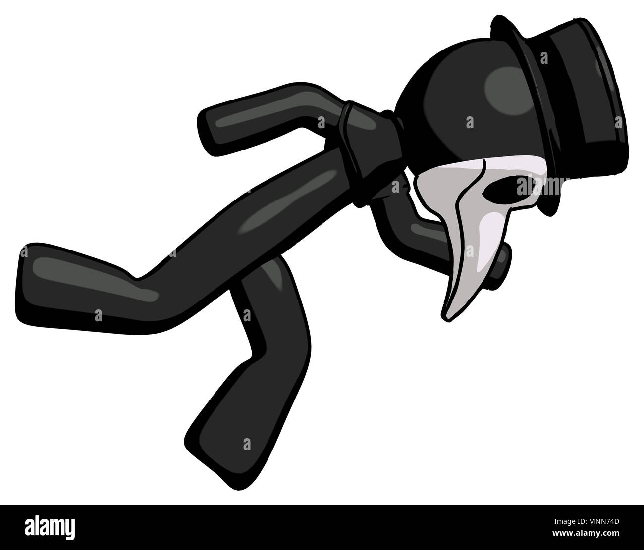 Black plague doctor man running while falling down Stock Photo - Alamy